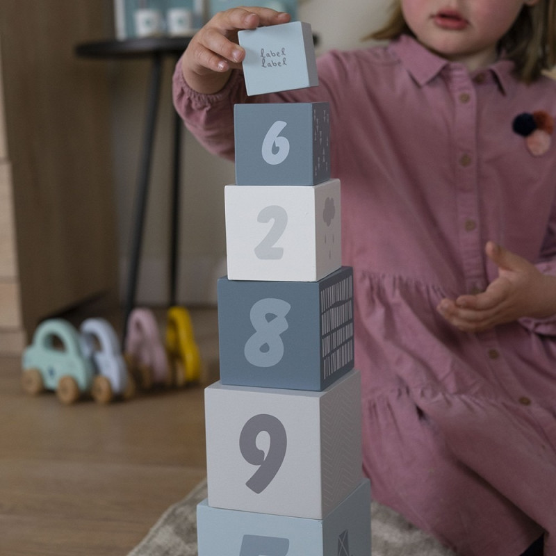 Wooden blue blocks with numbers label label (12+ months) - Alouette ...