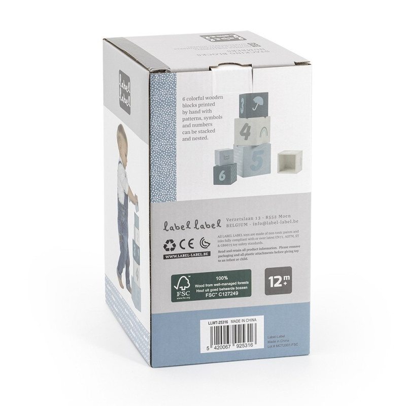 Wooden blue blocks with numbers label label (12+ months) - Alouette ...